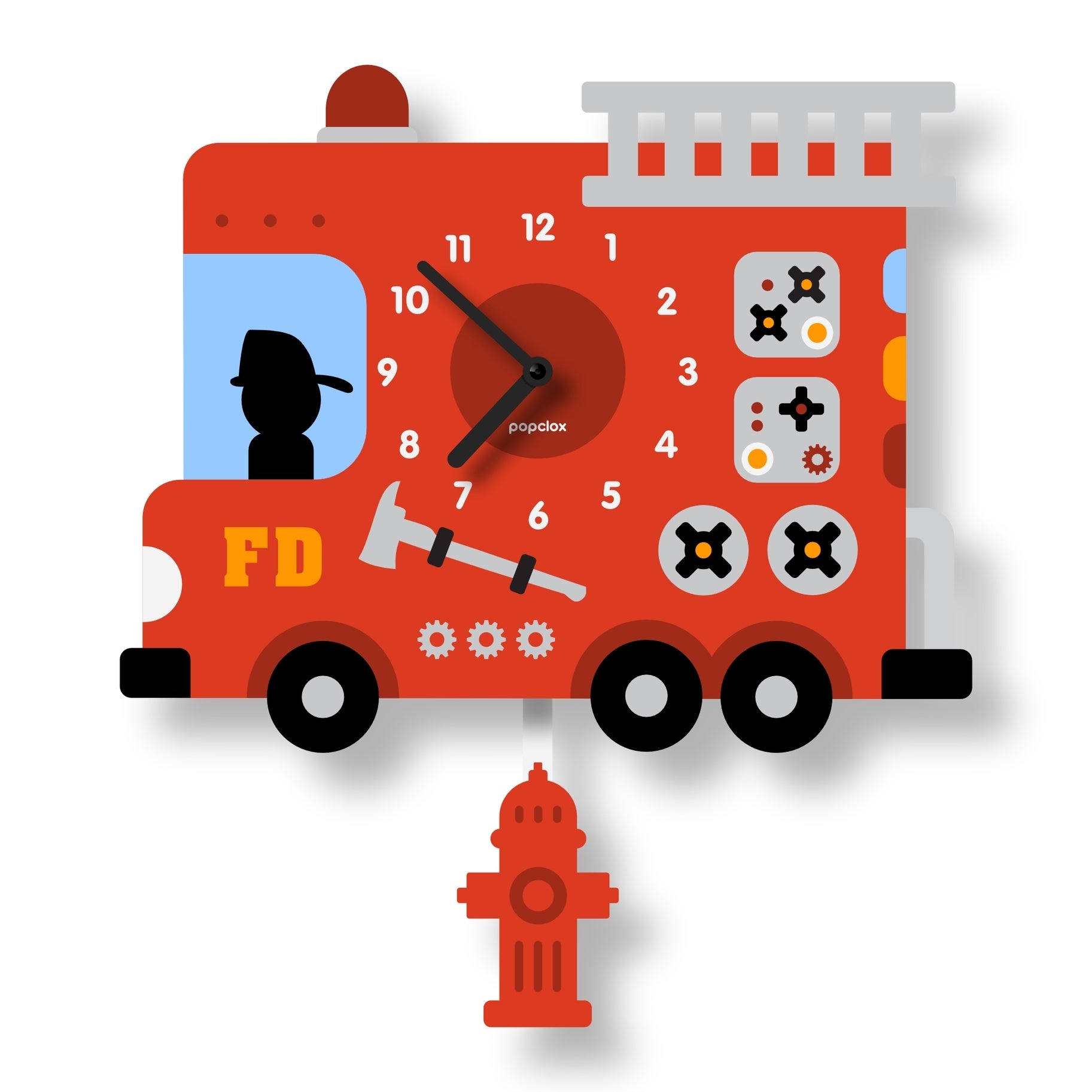 Fire Truck Pendulum Clock | The Shopkeep Co.